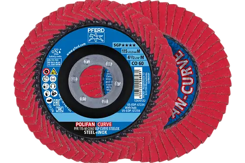 POLIFAN CURVE flap disc PFR 115x22.23 mm width M CO60 SGP STEELOX for steel/stainless steel